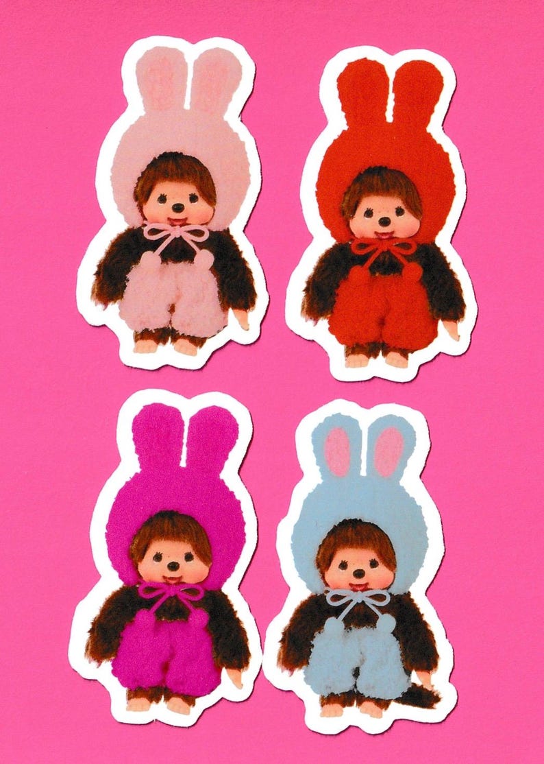 Monchhichi Inspired Vinyl Decal Sticker Bundle of 4 - Etsy