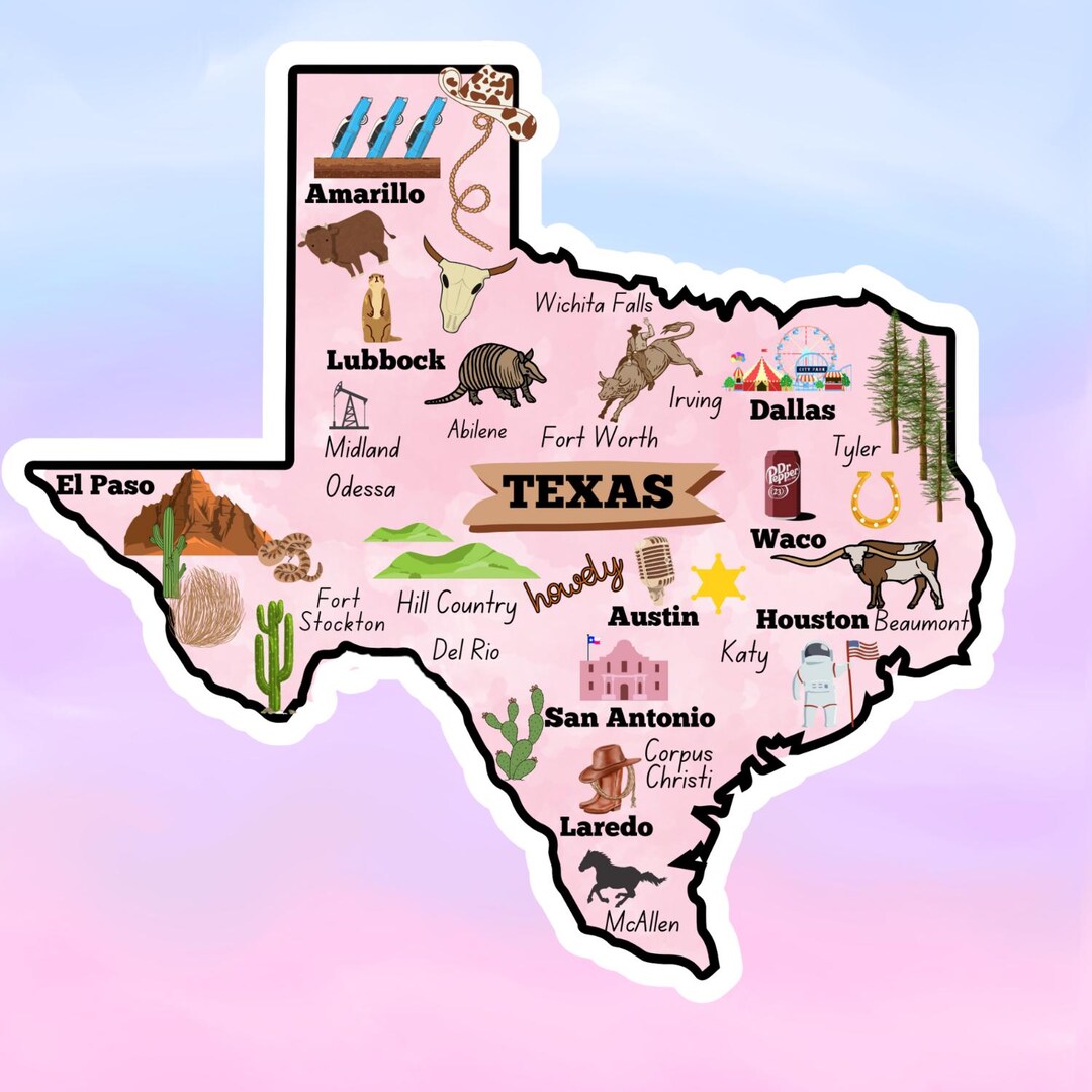 Texas State Sticker Vinyl Decal - Etsy