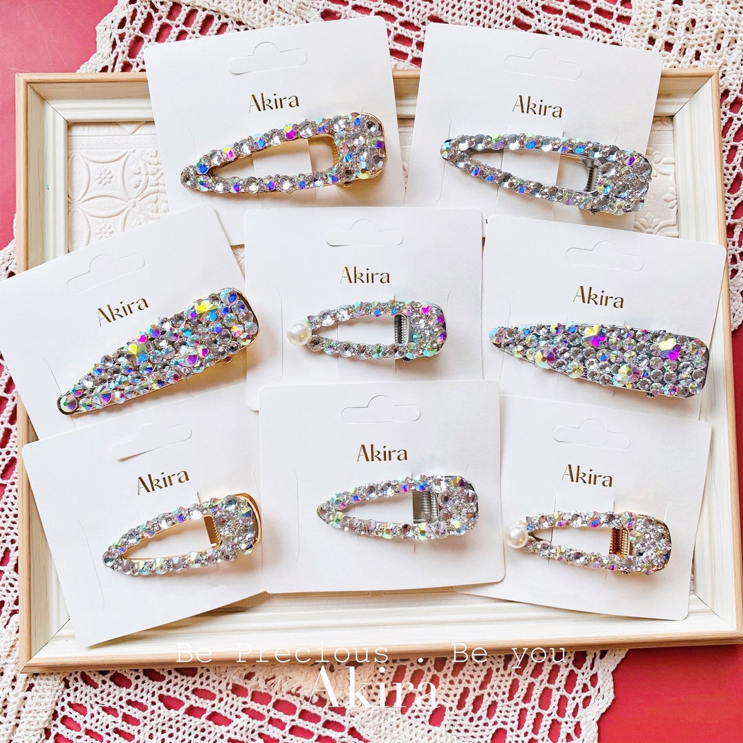 Crystal Clear Rhinestone Silver Hair Clips, Crystal Hair Clips ...