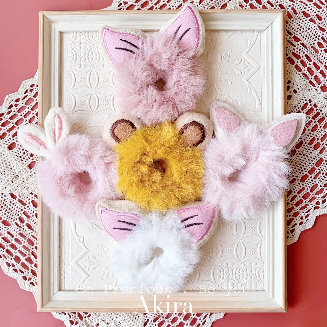 Hair Scrunchies/ponytail Bobble/cute Cat Scrunchie/fluffy Hair Band/pom ...