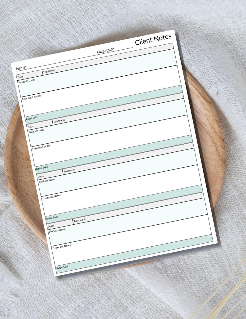Client Treatment Notes Form - Etsy
