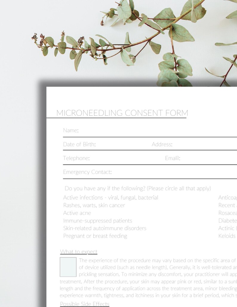Microneedling Consent Form - Etsy