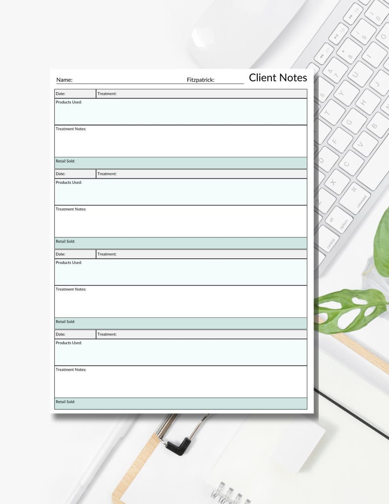 Client Treatment Notes Form - Etsy