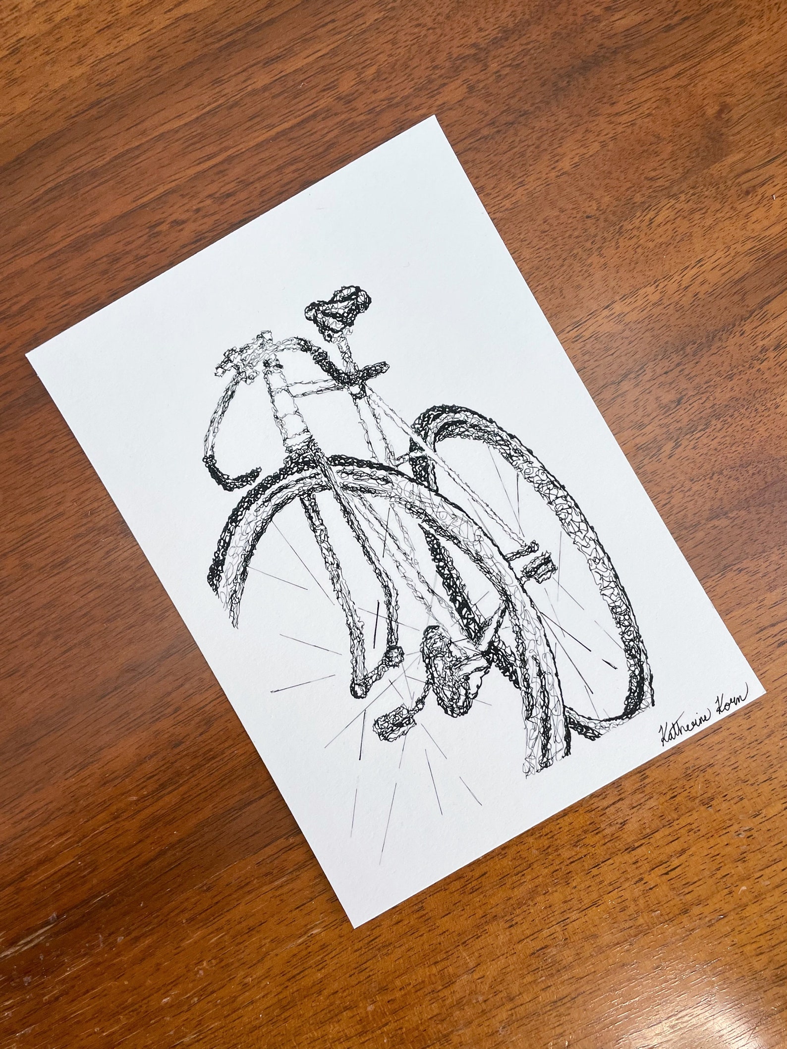 Vintage Bicycle Pen & Ink Drawing Fine Art Print - Etsy
