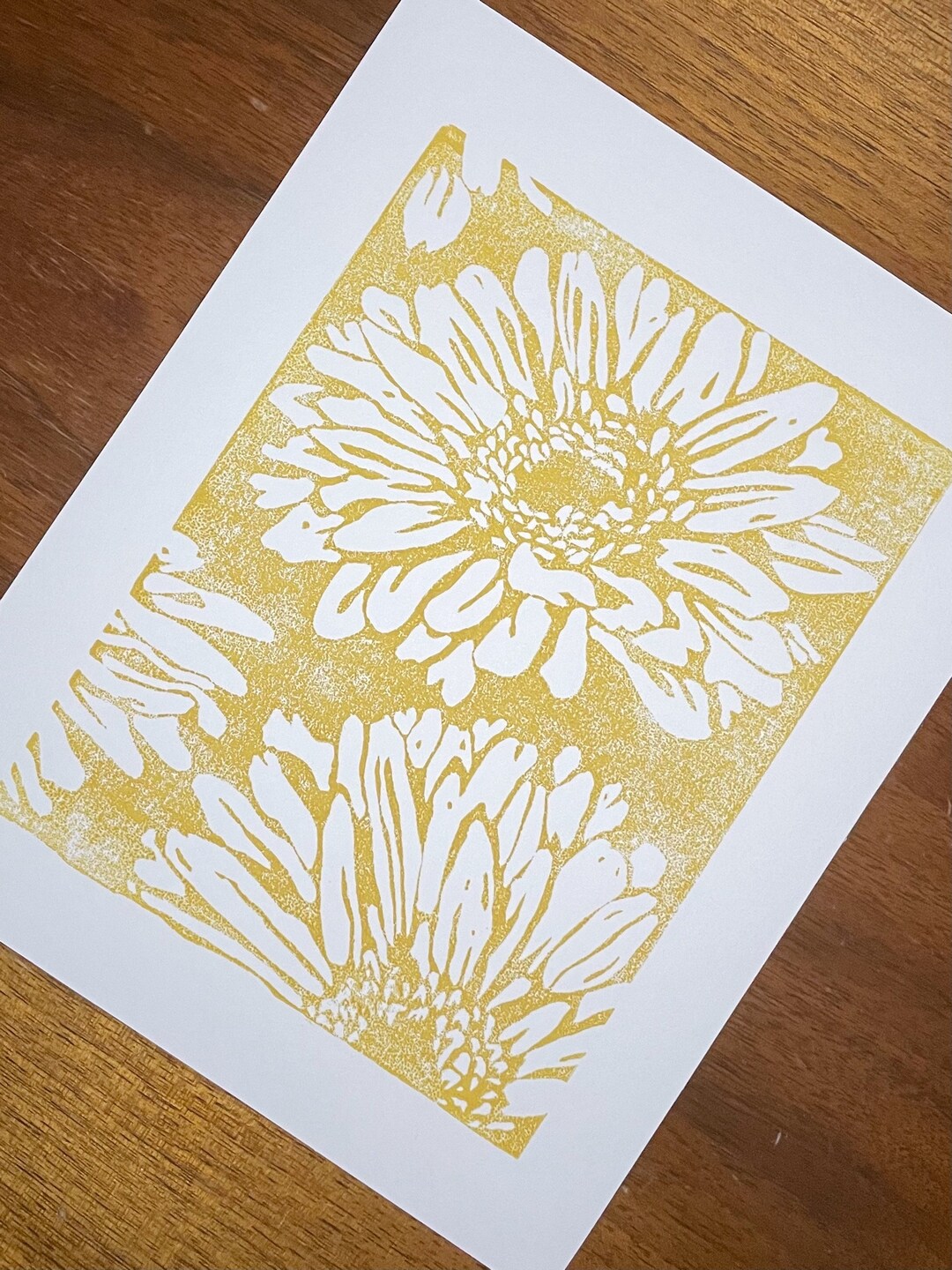 Original Flower Linocut Print - Etsy