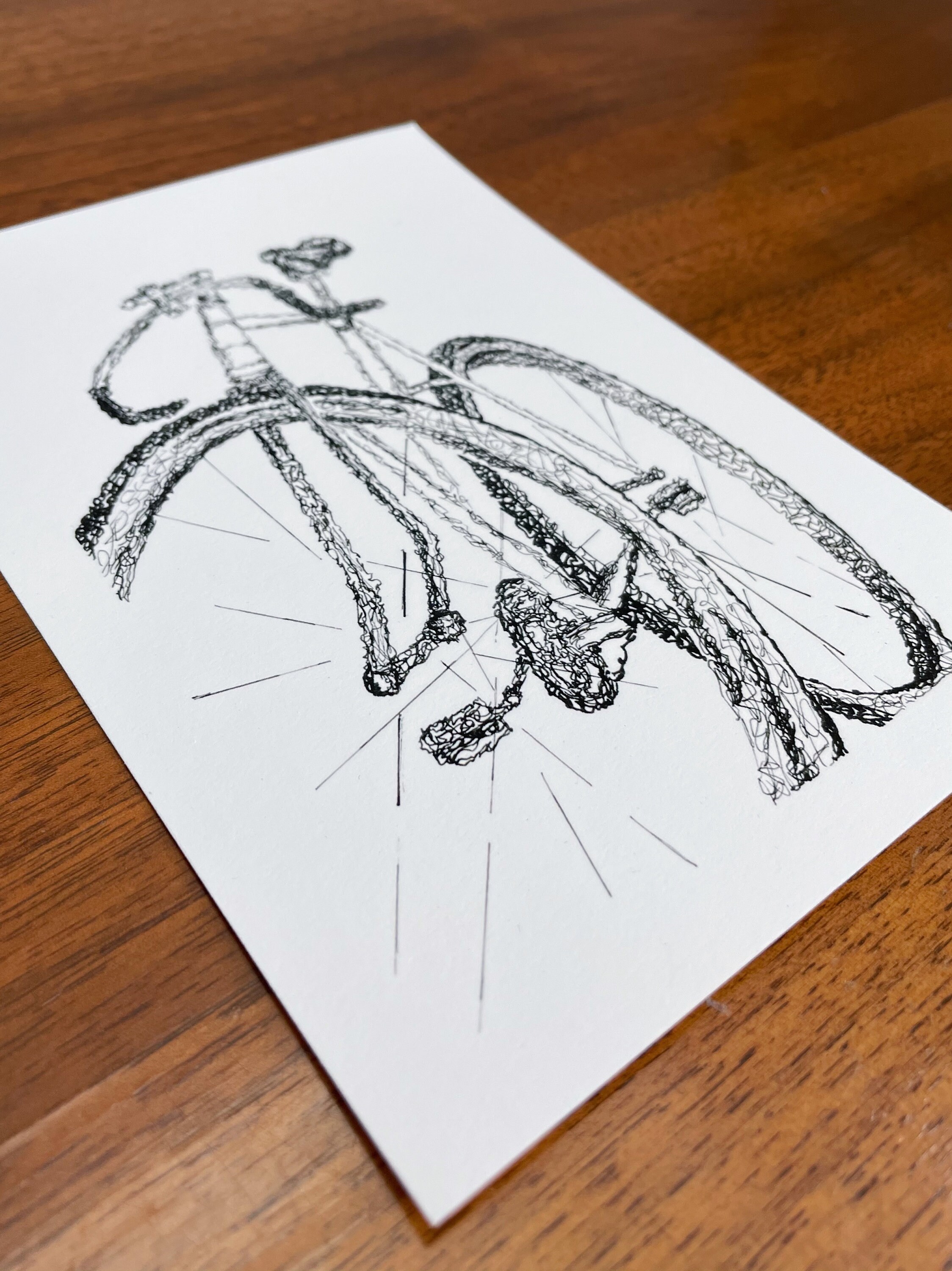 Vintage Bicycle Pen & Ink Drawing Fine Art Print - Etsy