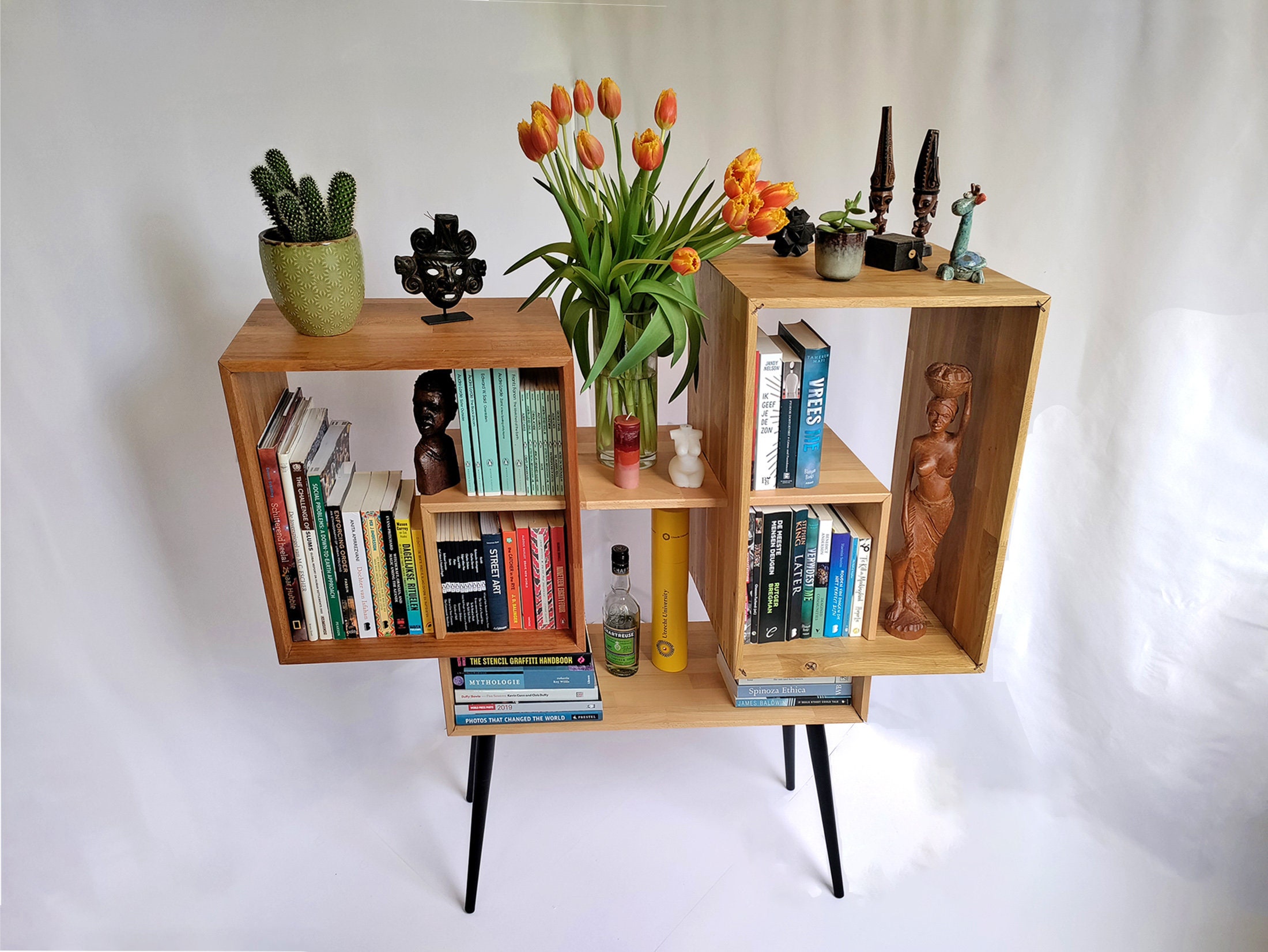 Mid-century Modern Modular Bookcase Handmade From Oak and - Etsy