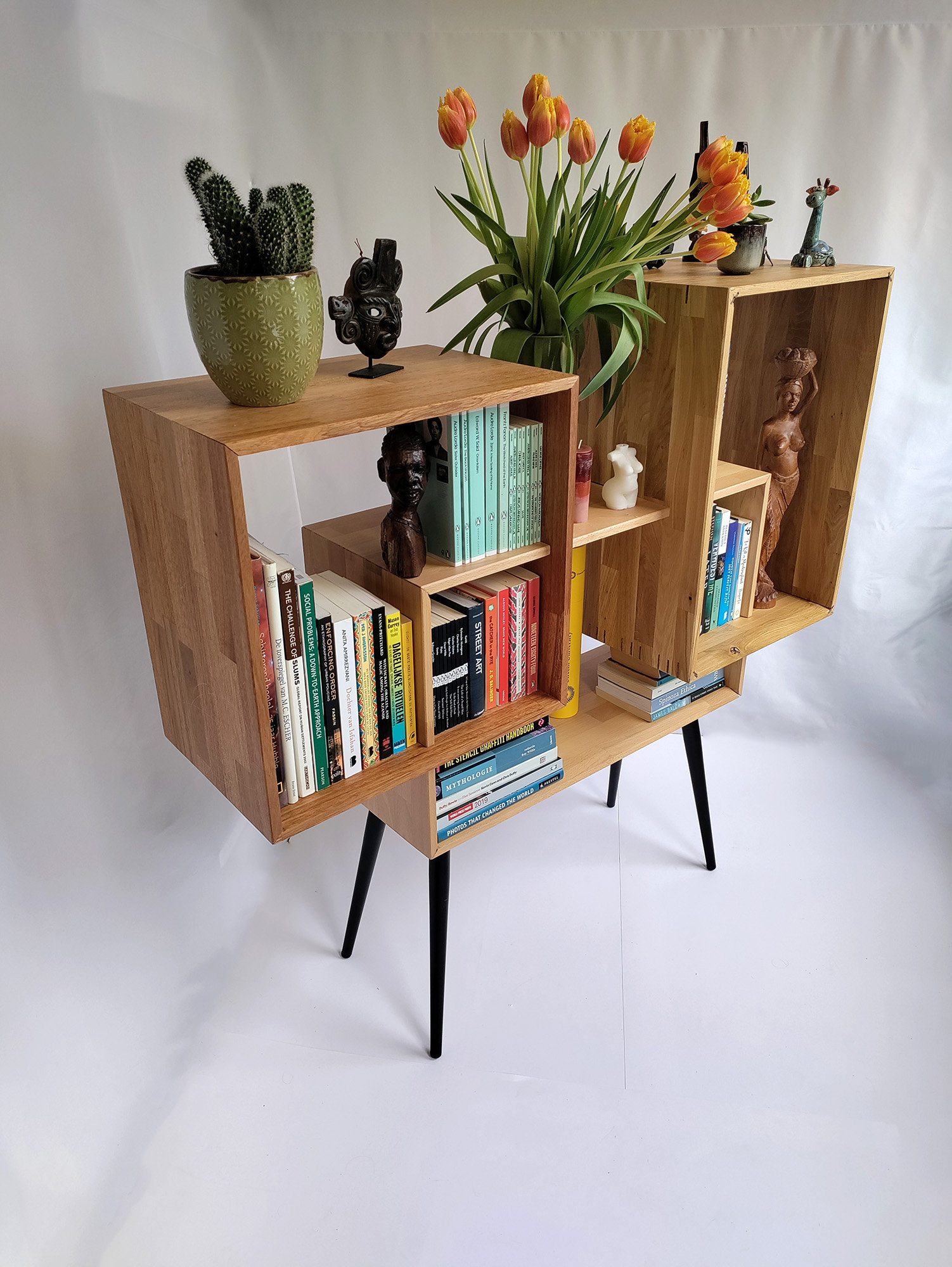 Mid-century Modern Modular Bookcase Handmade From Oak and - Etsy