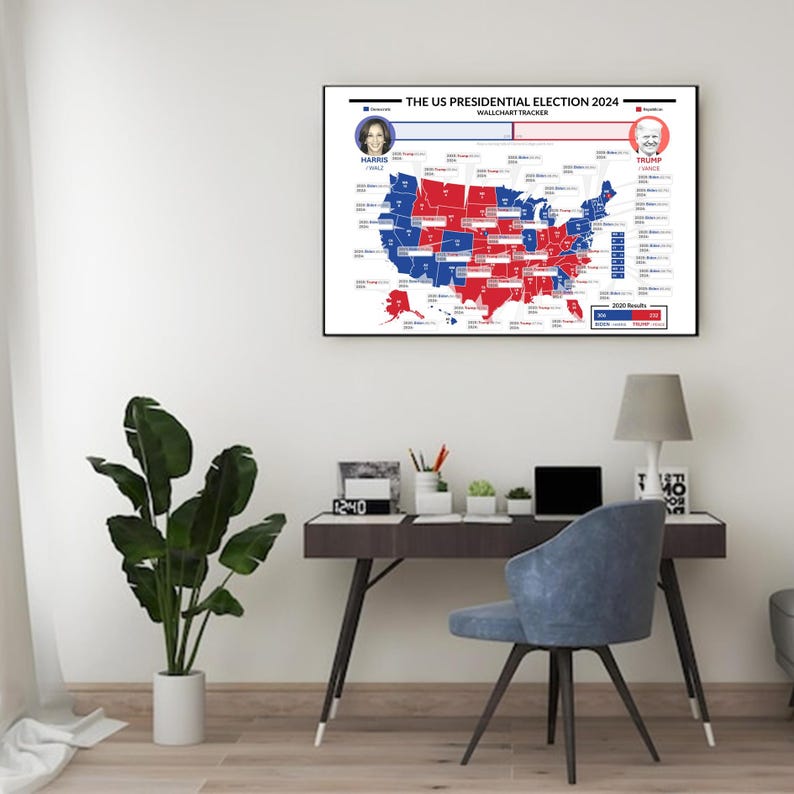 2024 US Election Tracker Wall Chart Presidential Election Vote Tracker ...