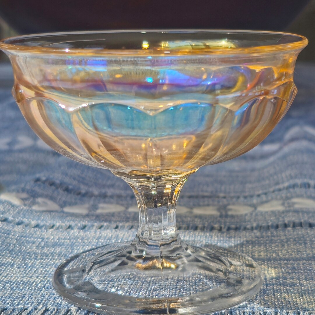 Vintage Stemware Etched Glass Gold Tint Glass Vintage Stemware Gift ...