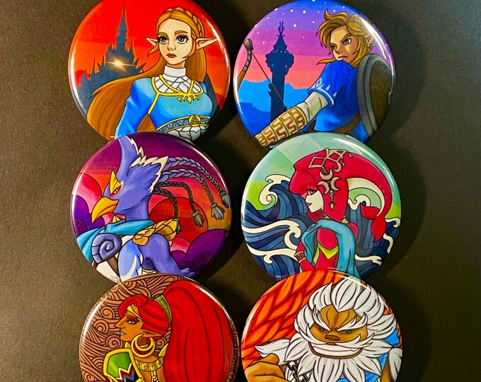 Legend of Zelda Breath of the Wild Champions Button Collection - Etsy