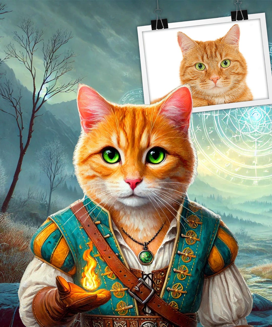 The Witcher Cat Portrait, Fantasy Cat Art, Medieval Cat Painting ...