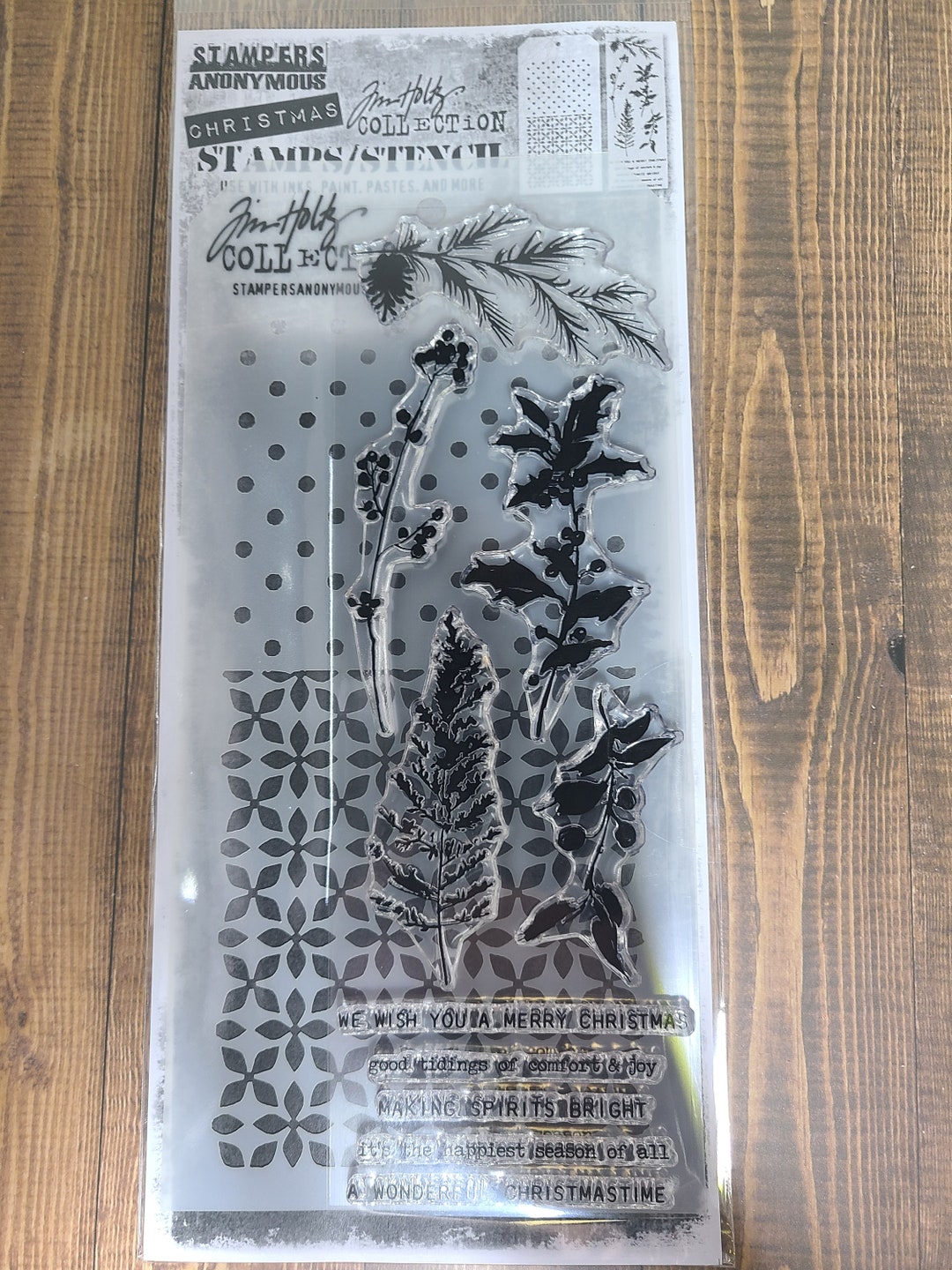 Tim Holtz Stamper's Anonymous Stamp & Stencil Set, Holiday Greenery - Etsy