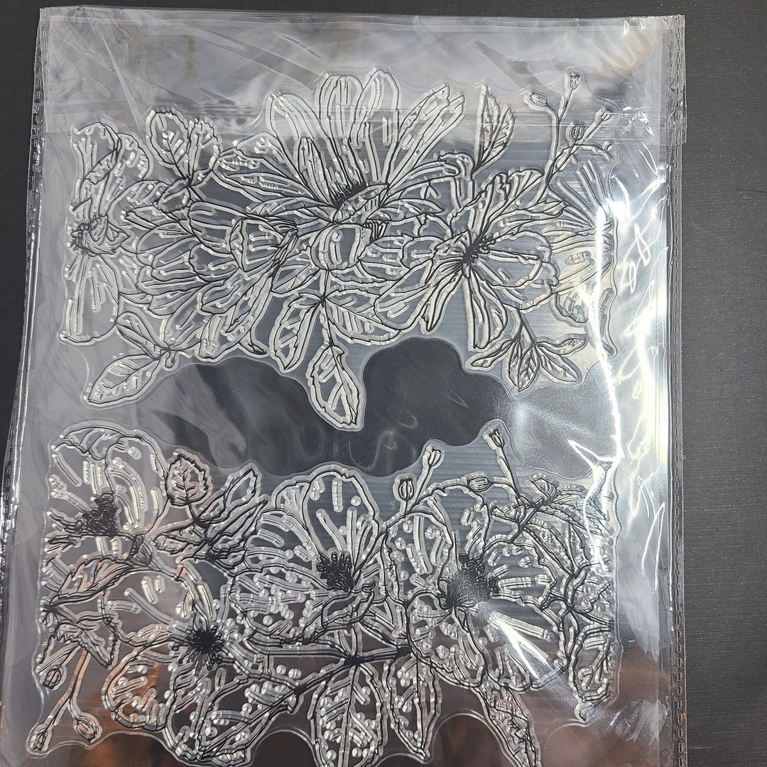 Large Floral Border Clear Stamps - Etsy