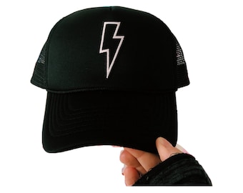 Black Lightning Bolt Hat - Etsy