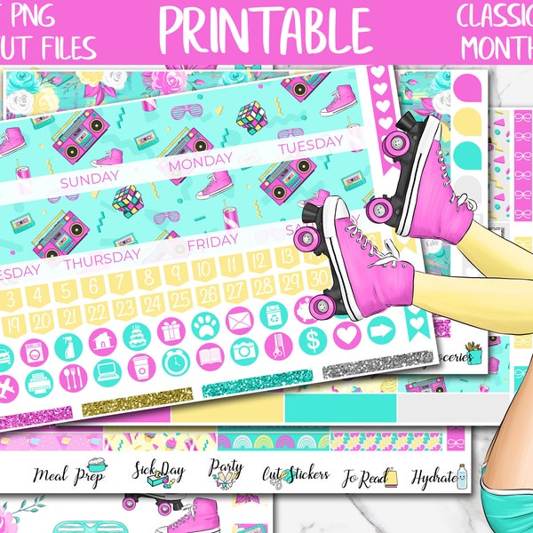 Printable Retro Girl Stickers - Etsy