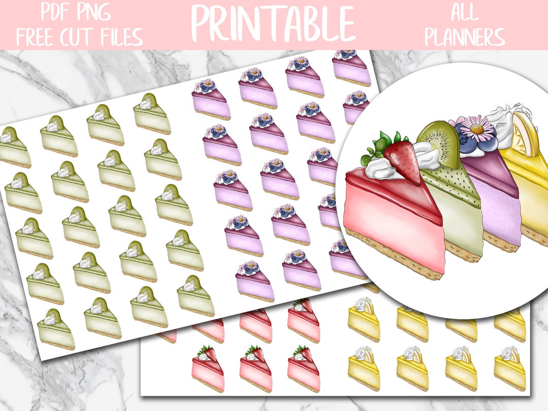 Cakes Icons Stickers Dessert Decorative Printable Planner - Etsy