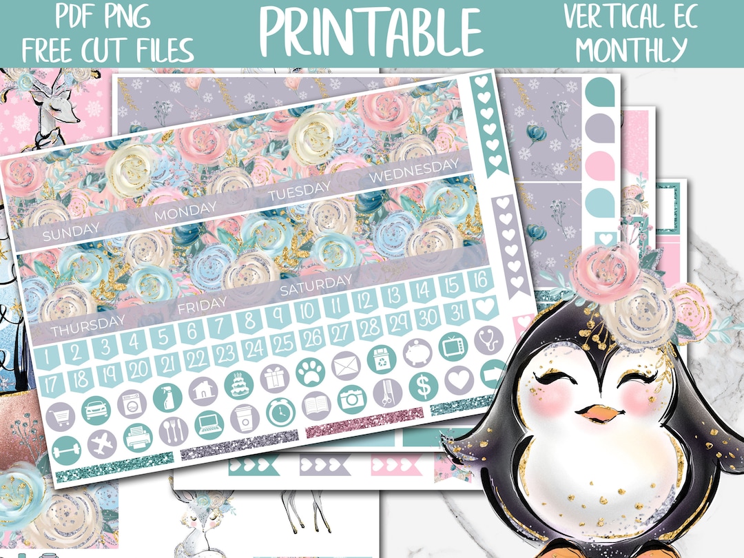 Artic Life | Winter Printable Planner Stickers, Snow Animal Erin ...