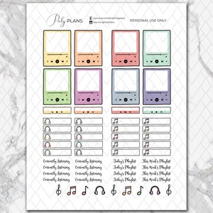 Music Playlists Stickers, Playlist Functional Printable Planner ...