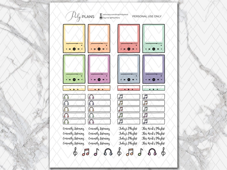 Music Playlists Stickers, Playlist Functional Printable Planner ...