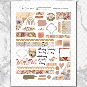Boho Floral | Bullet Journal Printable Stickers, Floral Diary Digital ...