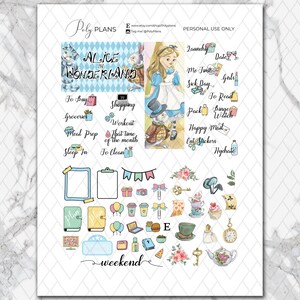 Alice | Wonderland Erin Condren Printable Sticker Kit, Tea Time Digital ...
