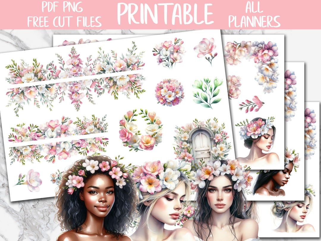 Freesias | Floral Journal Printable Stickers, Flowers Deco Planner ...
