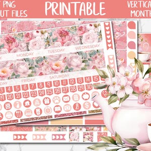 Tea Party | Printable Planner Stickers, Tea Lover Erin Condren Monthly ...
