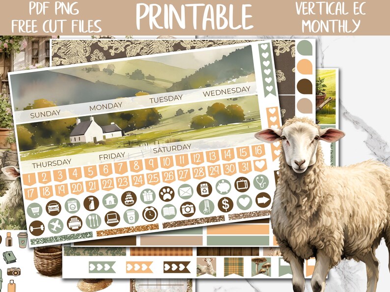 Country Farm | Printable Planner Stickers, Farmhouse Erin Condren ...