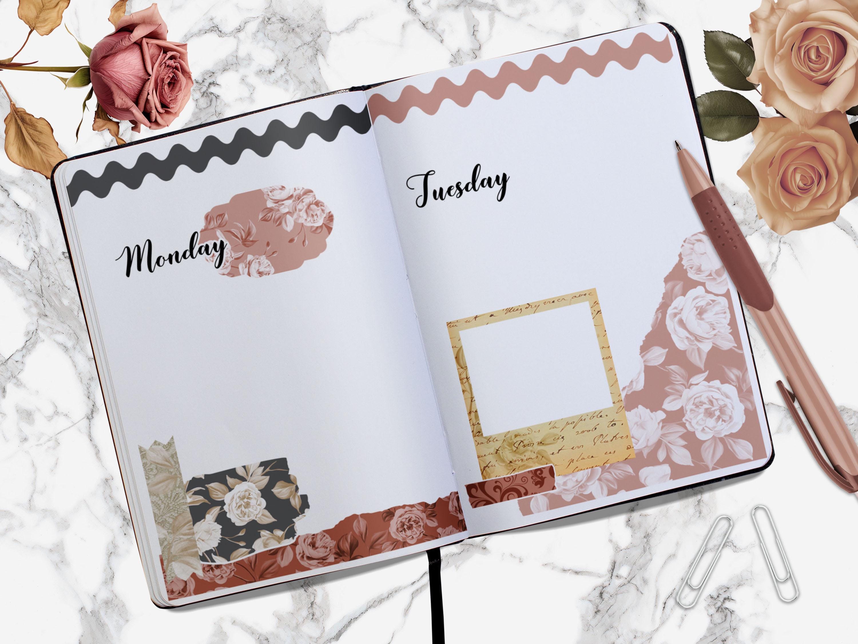 Minimal | Roses Bullet Journal Printable Stickers, Floral Diary Digital ...
