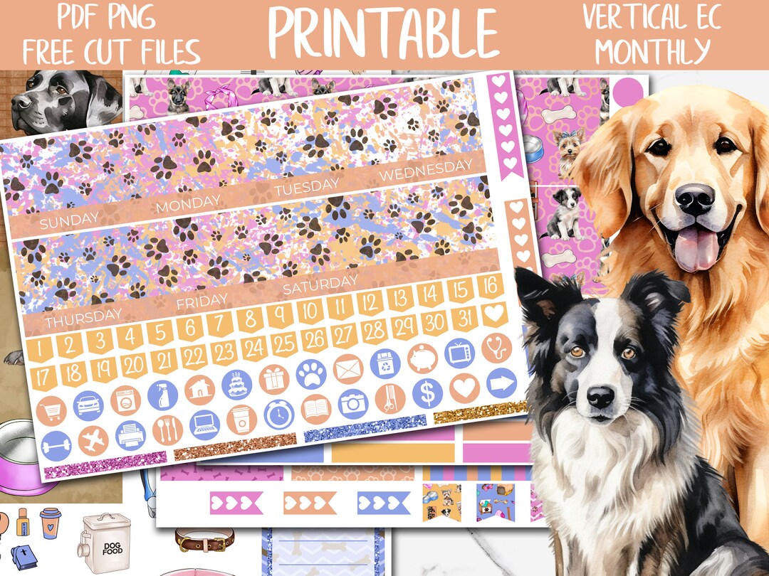 Dog Lover | Cute Dogs Printable Planner Stickers, Puppy Erin Condren ...