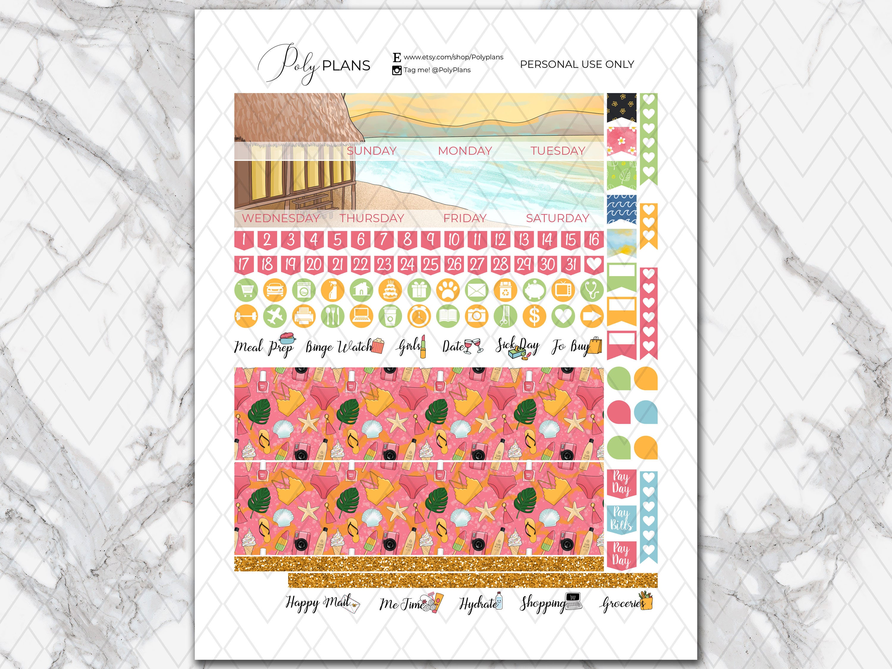 Summer Life Beach Classic Happy Planner Printable Planner - Etsy