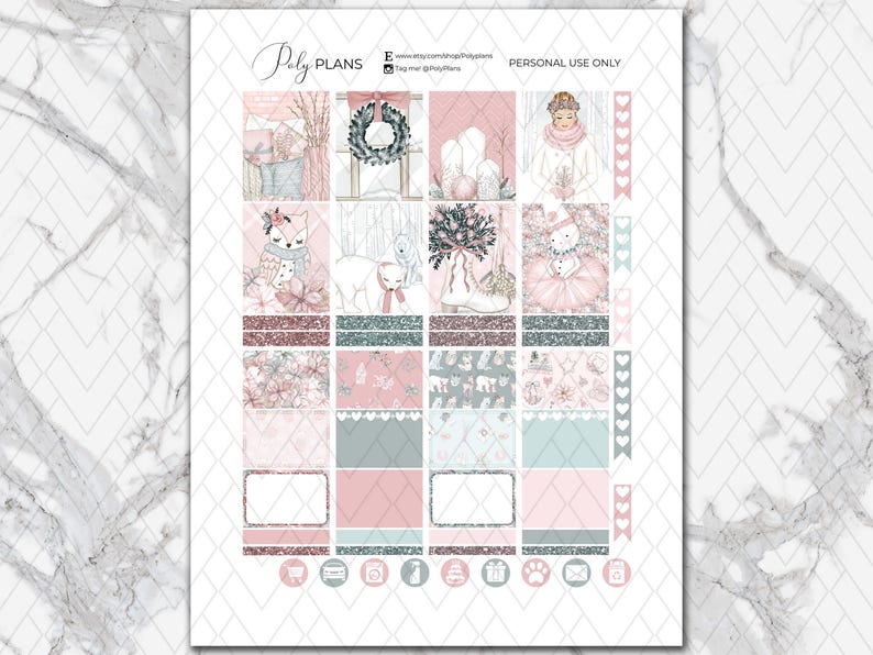 Pink Winter Erin Condren Printable Planner Stickers, Winter Digital ...
