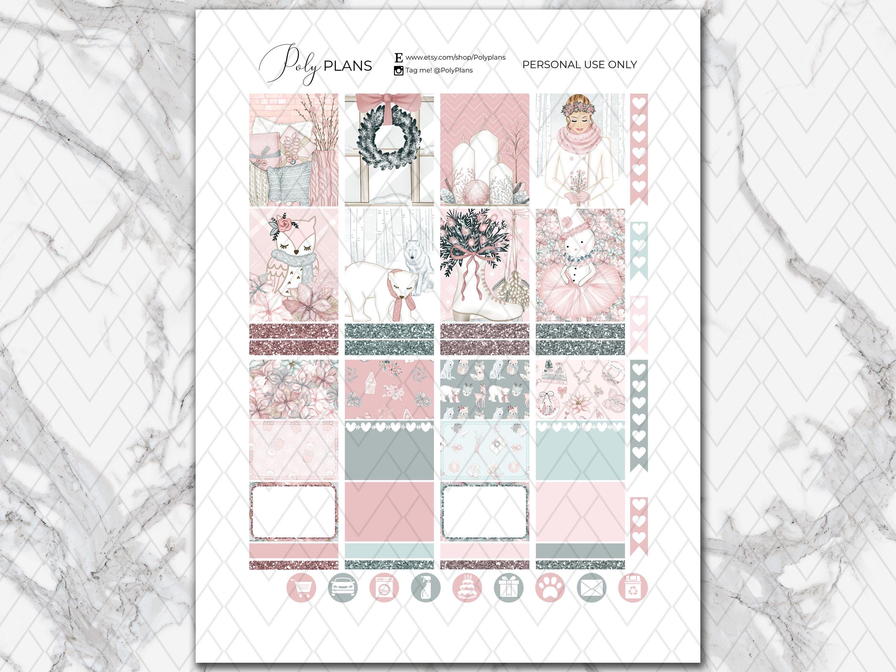 Pink Winter Erin Condren Printable Planner Stickers, Winter Digital ...