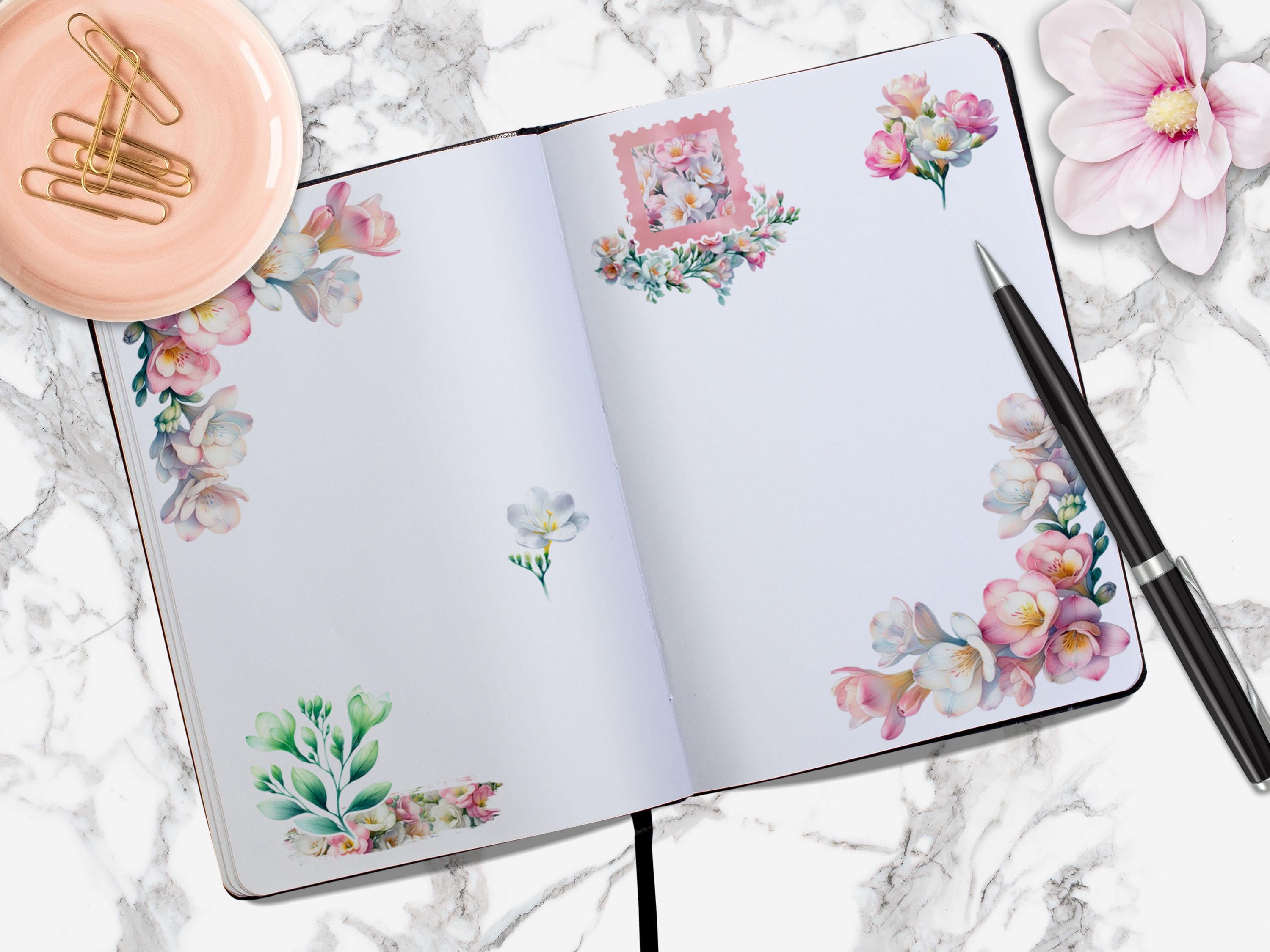 Freesias | Floral Journal Printable Stickers, Flowers Deco Planner ...