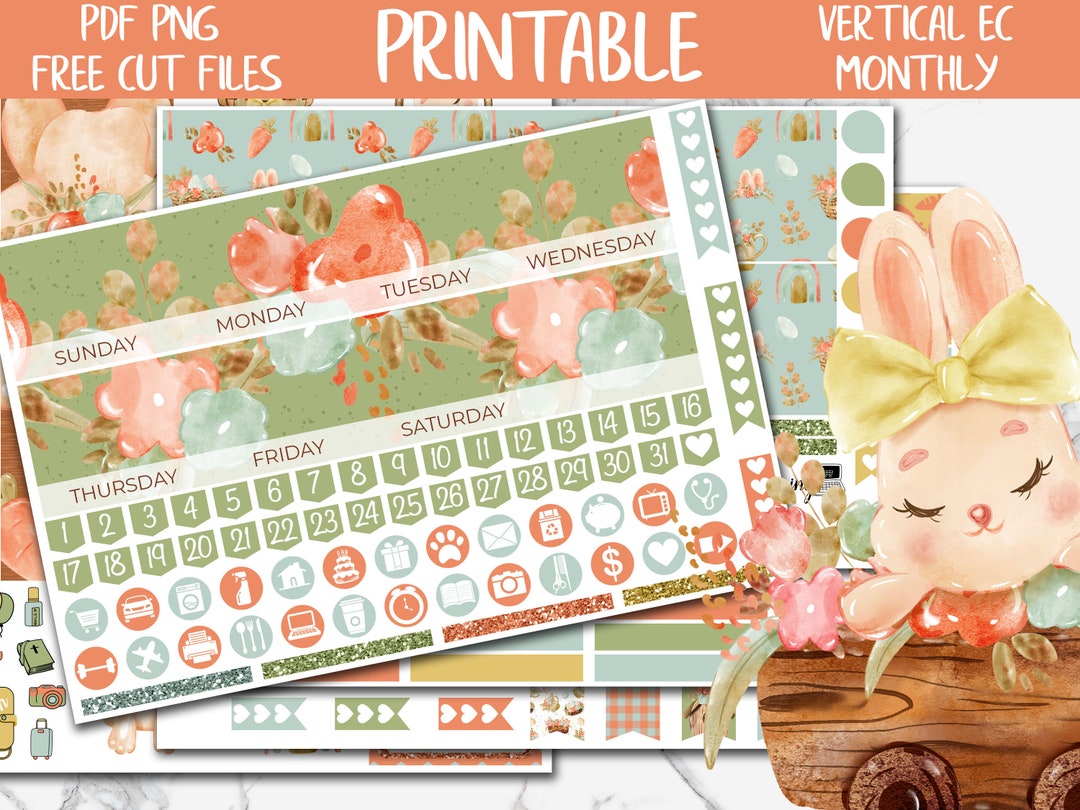 Cute Bunny | Easter Printable Planner Stickers, Spring Erin Condren ...