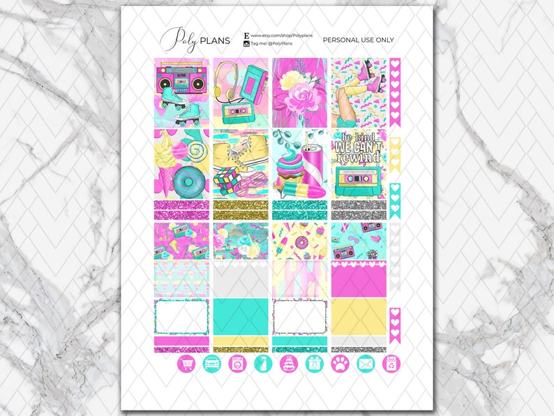 Retro Fun | 90s Erin Condren Printable Planner Stickers, 90s Babe ...