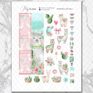 Llama Classic Happy Planner Printable Monthly Stickers, Spring Llamas ...