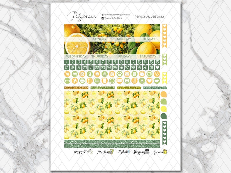 Lemonade | Summer Classic Happy Planner Printable Monthly Stickers ...