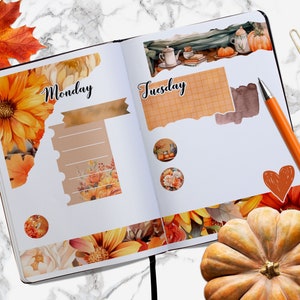 Autumn | Bullet Journal Printable Stickers, Diary Digital Stickers PNG ...