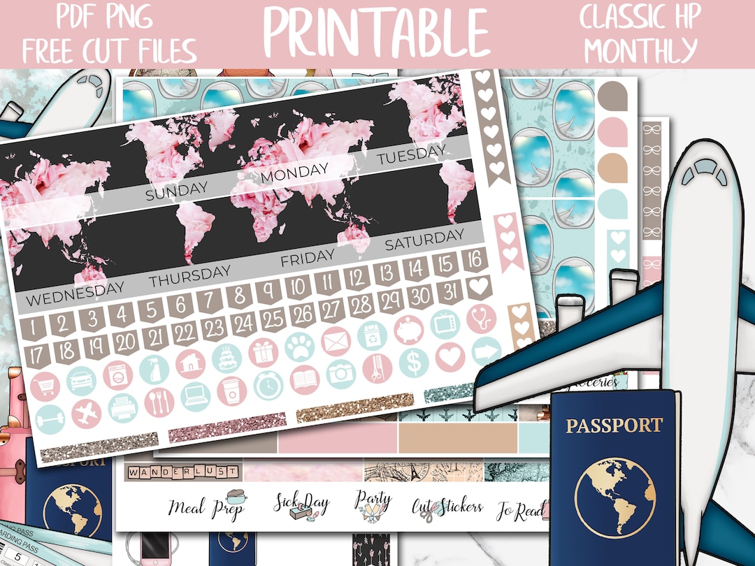 Travel | Vacation Classic Happy Planner June Printable Monthly Stickers ...