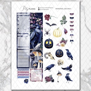 The Raven | Halloween Printable Planner Stickers, Erin Condren October ...