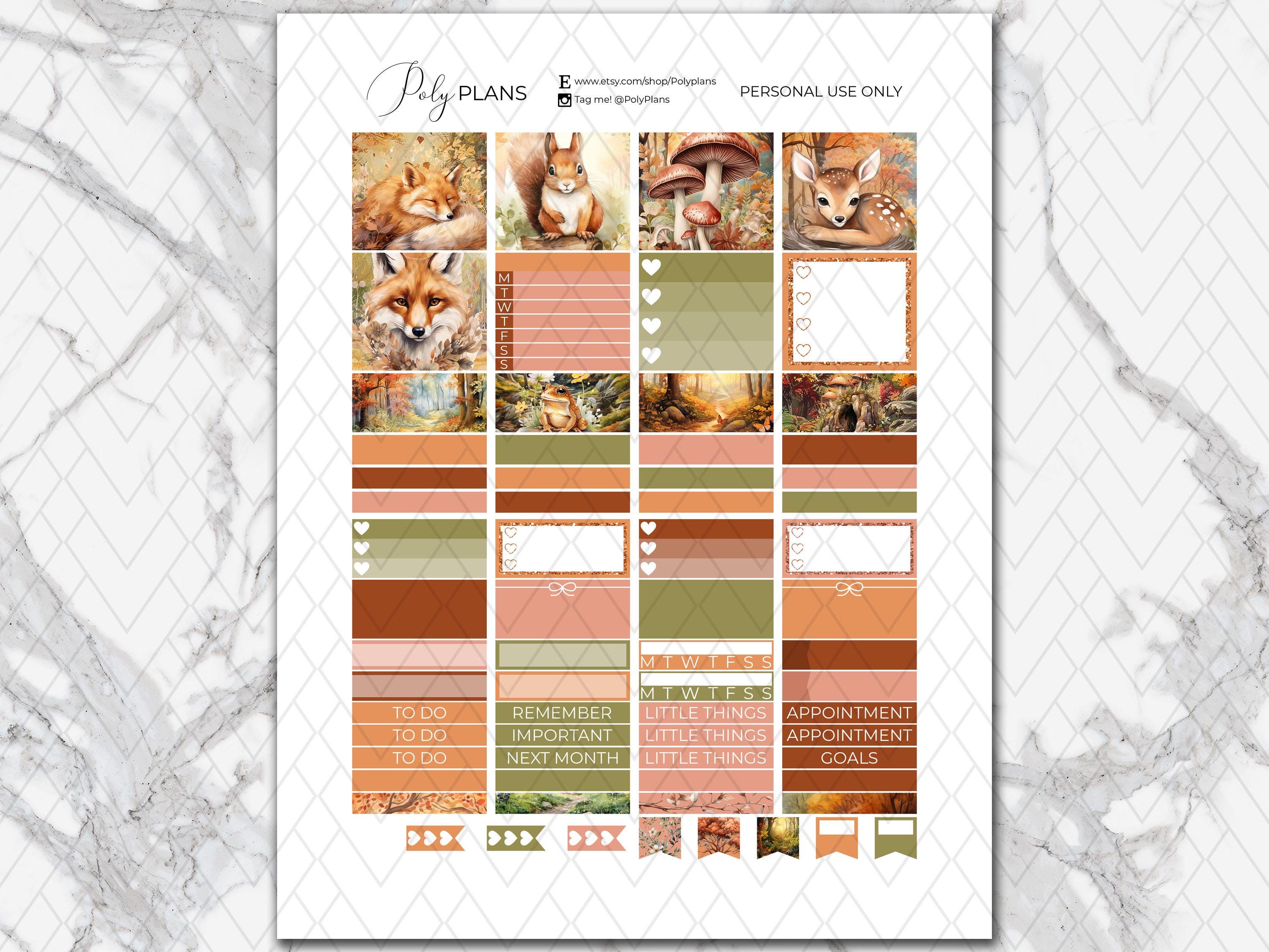 Forest Animals | Printable Planner Stickers, Fall Erin Condren Monthly ...
