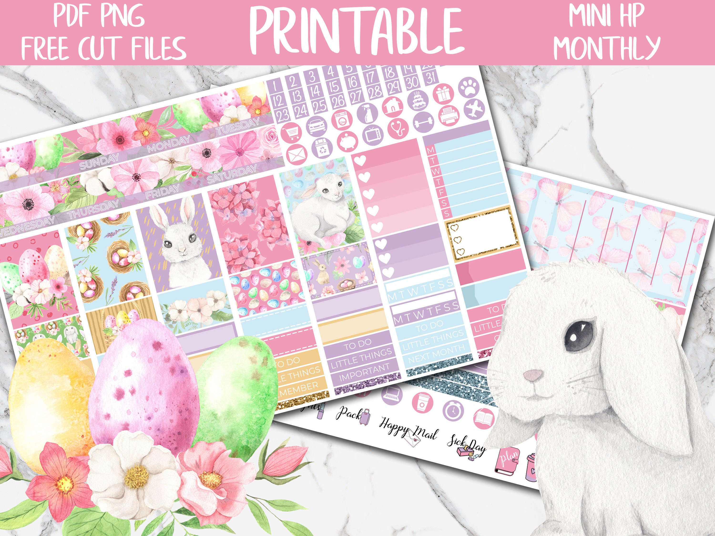 Easter Bunny Spring MINI Happy Planner Printable Planner | Etsy