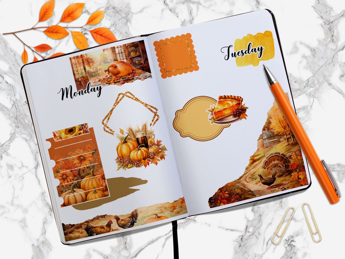 Thanksgiving | Bullet Journal Printable Stickers, Diary Digital ...