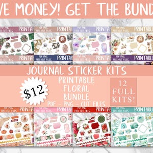 Roses | Bullet Journal Printable Stickers, Pink Flower Diary Digital ...