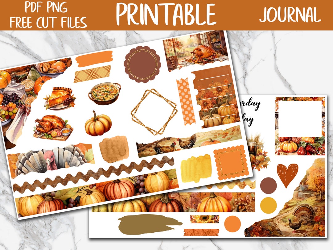 Thanksgiving | Bullet Journal Printable Stickers, Diary Digital ...