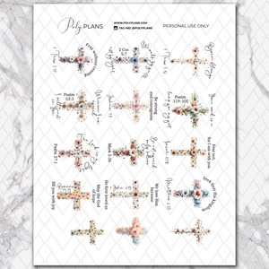 Floral Crosses | Bible Journal Printable Stickers, Bible Verses Digital ...