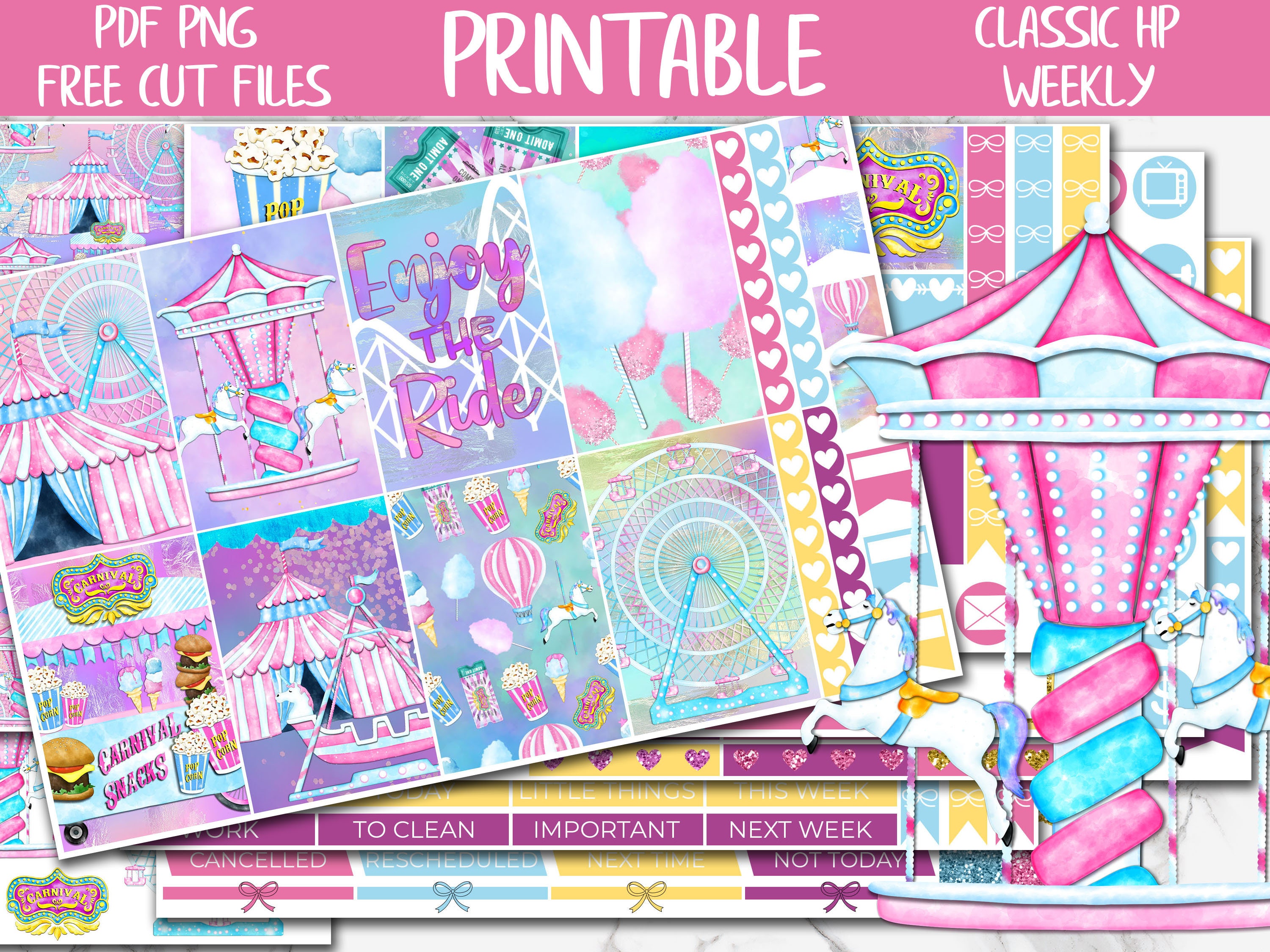 Carnival Happy Planner Printable Planner Stickers Amusement - Etsy