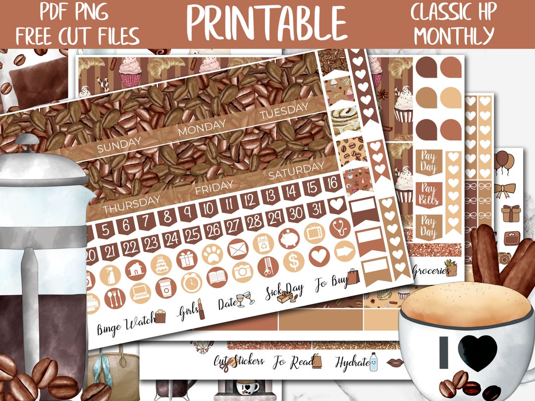 Coffee Lover | Coffee Shop Classic Happy Planner Printable Monthly ...
